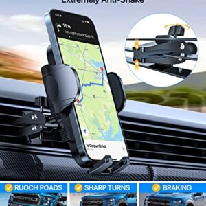 HTU Cell Phone Holder for Car [Upgraded Super Suction & Stable] Handsfree Car Phone Holder Mount Dashboard Windshield Air Vent Car Mount for iPhone 14 13 12 Pro Max Samsung Smartphones & Car Truck