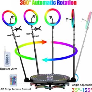 Sdpeia 360 Photo Booth Machine 45.3", for Parties, with Ring Light,Extendable Stand, Logo Customization,7 People Stand on Remote Control Automatic 360 Spin Camera Booth for Party Wedding Live Show