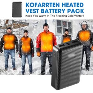 Kofarrten Heated Vest Battery Pack, 5V 2A 10000 mAh Power Bank for Heated Vest Heated Jacket, Dual USB Heated Vest Battery Charger, Battery Phone Charger for iPhone, Android