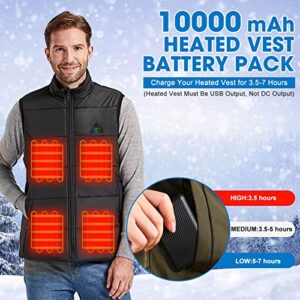 Kofarrten Heated Vest Battery Pack, 5V 2A 10000 mAh Power Bank for Heated Vest Heated Jacket, Dual USB Heated Vest Battery Charger, Battery Phone Charger for iPhone, Android