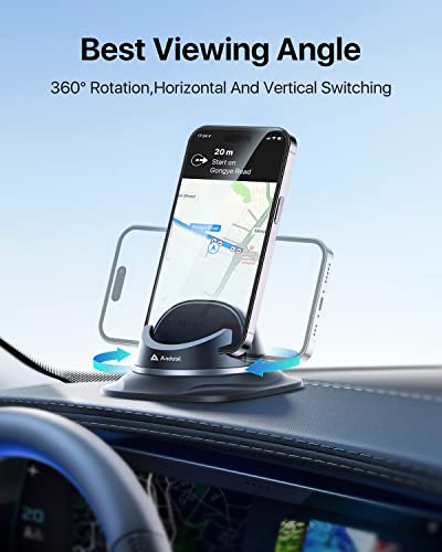 andobil 2023 Upgraded Dashboard Phone Holder Car, [ Ultra Steady, Never Slip ] Reusable Silicone Phone Mount for Car, 360°Rotatable,Compatible for iPhone, Samsung, Smartphone, GPS