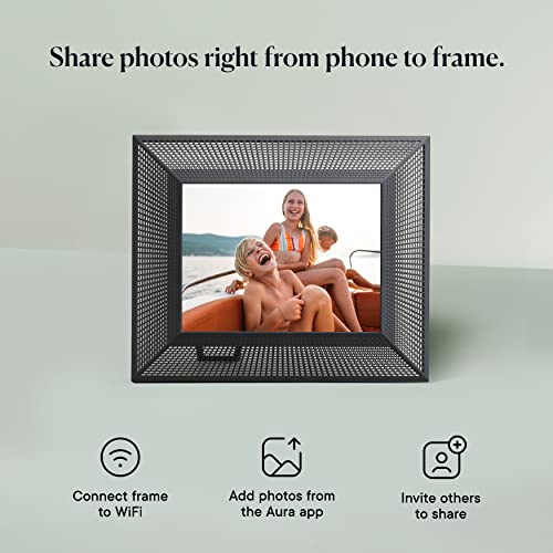 Aura Smith 2K WiFi Digital Picture Frame, 10.1”, Add Photos with Aura App, Free Unlimited Storage - Easy to Use - Plays Videos - The Best Digital Photo Frame - Black Onyx