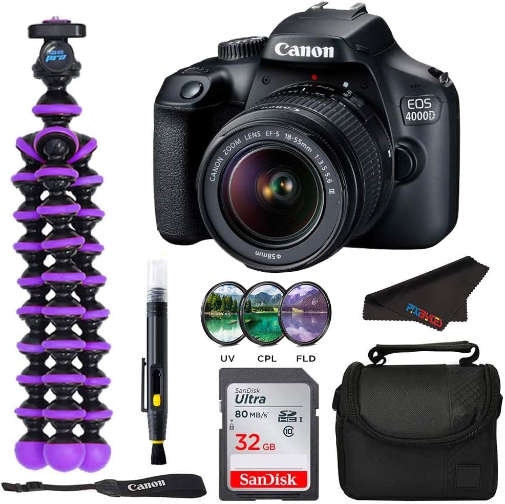 EOS 4000D / T100 Digital Camera with EF-S 18-55mm f/3.5-5.6 III Lens and Basic Accessories Bundle