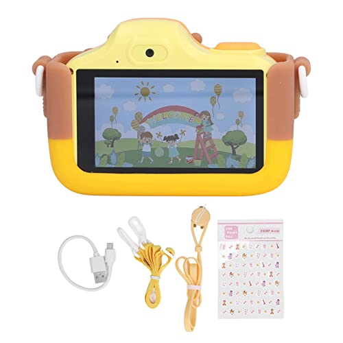 Tnfeeon Kids Camera Toddler Camera Yellow Silicone Children's Mini Big Screen Touch Screen Digital Camera Birthday Gift