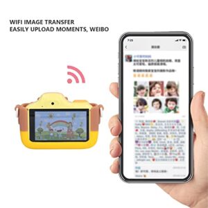 Tnfeeon Kids Camera Toddler Camera Yellow Silicone Children's Mini Big Screen Touch Screen Digital Camera Birthday Gift