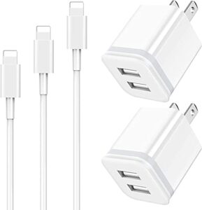 luoatip iphone charger cable 3ft 6ft 10ft with wall plug, 5-pack long charging cord + dual port usb block cube adapter replacement for iphone 11 xs/xs max/xr/x 8/7/6/6s plus se/5s/5c, pad, pod