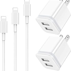 LUOATIP iPhone Charger Cable 3ft 6ft 10ft with Wall Plug, 5-Pack Long Charging Cord + Dual Port USB Block Cube Adapter Replacement for iPhone 11 XS/XS Max/XR/X 8/7/6/6S Plus SE/5S/5C, Pad, Pod