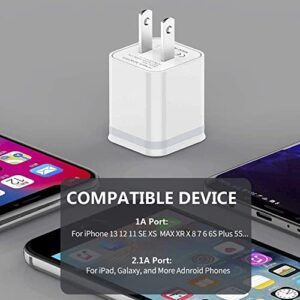 LUOATIP iPhone Charger Cable 3ft 6ft 10ft with Wall Plug, 5-Pack Long Charging Cord + Dual Port USB Block Cube Adapter Replacement for iPhone 11 XS/XS Max/XR/X 8/7/6/6S Plus SE/5S/5C, Pad, Pod