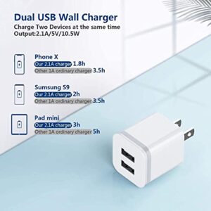 LUOATIP iPhone Charger Cable 3ft 6ft 10ft with Wall Plug, 5-Pack Long Charging Cord + Dual Port USB Block Cube Adapter Replacement for iPhone 11 XS/XS Max/XR/X 8/7/6/6S Plus SE/5S/5C, Pad, Pod