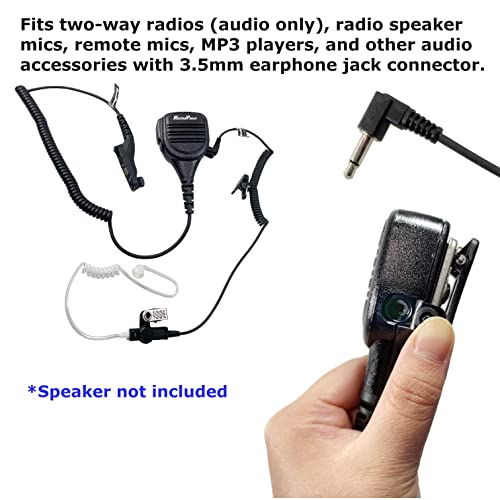 MaximalPower RHF 617-1N X2 3.5mm RECEIVER/LISTEN ONLY Surveillance Headset Earpiece with Clear Acoustic Coil Tube Earbud Audio Kit For Two-Way Radios, Transceivers and Radio Speaker Mics Jacks-2 Pack