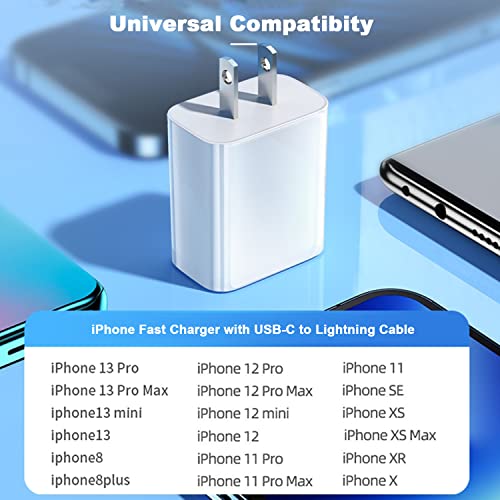 Fast iPhone Charger,10 Foot Extra Long iPhone Fast Charger【Apple MFi Certified】10FT Super Quick Apple Charging 20W USB C Type C Wall Charge Lightning Cable for iPhone 14/13 Pro/Mini/12/11/X/XR/SE/iPad