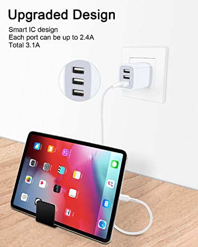 USB Charger Cube, Wall Charger Plug, AILKIN 3.1A 3-Muti Port USB Adapter Power Plug Charging Station Box Base for iPhone 14 13 12 Pro Max Mini SE 11 Pro Max/X/8/7/6S, Samsung Phones USB Charging Block