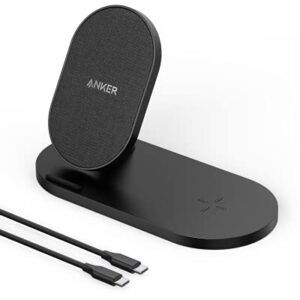 Anker Wireless Charging Station, PowerWave Sense 2-in-1 Station with 5 ft USB-C Cable, for iPhone 14/14 Pro/14 Pro Max/13/13 Pro Max, Samsung, AirPods and More (Adapter Not Included)