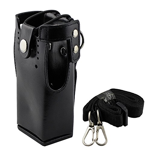 abcGoodefg Boston Leather Firefighter Bundle Hard Leather Case Carrying Holder Holster Compatible with Motorola Two Way Radio HT750 HT1250 HT1550 GP320 GP340 GP360