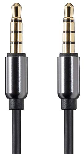 Monoprice Onyx Series Auxiliary 3.5mm TRRS Audio & Microphone Cable, 6ft - (118633) Black