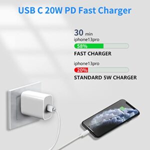 3-Pack Fast Charger for iPhone, 20W PD USB C Wall Fast Charger Adapter with USB C Cable Compatible with iPhone 14/14 Pro/14 Pro Max/14 Plus/13/12/11, iPad Pro and More