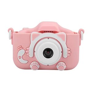 12MP Mini Camera Digital Camera with 2.0in IPS Screen Cartoon Kitty Digital Camera Toy with Double Camera for Children Kids Gift(Pink)