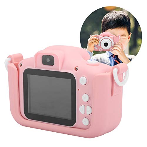 12MP Mini Camera Digital Camera with 2.0in IPS Screen Cartoon Kitty Digital Camera Toy with Double Camera for Children Kids Gift(Pink)