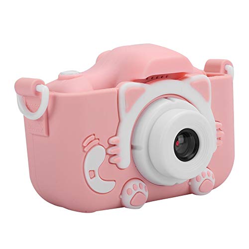 12MP Mini Camera Digital Camera with 2.0in IPS Screen Cartoon Kitty Digital Camera Toy with Double Camera for Children Kids Gift(Pink)