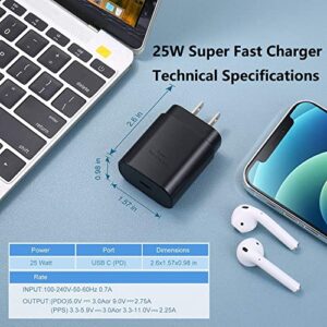 Super Fast Charger Type C, 2 Pack 25W USB C Wall Charger Fast Charging Block with 10FT Long Type C to C Cable for Samsung Galaxy S23/S23+/S23 Ultra/S22/S22+/S22 Ultra/S21 Ultra/S20/Note 20/10/Z Fold 3