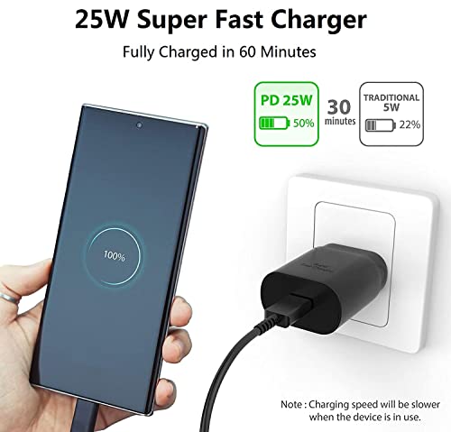 Super Fast Charger Type C, 2 Pack 25W USB C Wall Charger Fast Charging Block with 10FT Long Type C to C Cable for Samsung Galaxy S23/S23+/S23 Ultra/S22/S22+/S22 Ultra/S21 Ultra/S20/Note 20/10/Z Fold 3