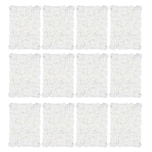 Flower Wall Panels Backdrop Décor: Blosmon White Artificial Floral Backdrop for Wedding Party Baby Bridal Shower, 12 Pcs Hanging 3D Fake Hydrangea Wall Decoration, Silk Faux Hydrangea Flower