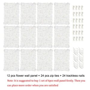 Flower Wall Panels Backdrop Décor: Blosmon White Artificial Floral Backdrop for Wedding Party Baby Bridal Shower, 12 Pcs Hanging 3D Fake Hydrangea Wall Decoration, Silk Faux Hydrangea Flower