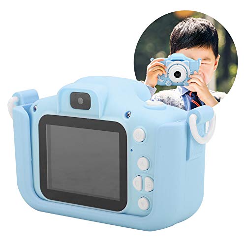 12MP Mini Camera Digital Camera with 2.0in IPS Screen Cartoon Kitty Digital Camera Toy with Double Camera for Children Kids Gift(Blue)