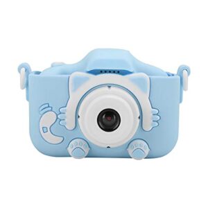 12MP Mini Camera Digital Camera with 2.0in IPS Screen Cartoon Kitty Digital Camera Toy with Double Camera for Children Kids Gift(Blue)