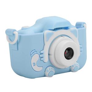 12MP Mini Camera Digital Camera with 2.0in IPS Screen Cartoon Kitty Digital Camera Toy with Double Camera for Children Kids Gift(Blue)