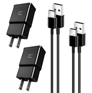 adaptive fast charger kit with usb type c cable compatible samsung galaxy s21 /s21 ultra 5g / s10 /s20 / s10e / s9 /s8 / plus/edge/active/note 8/9 / 20/10, wall plug power adapter cord (2 pack)