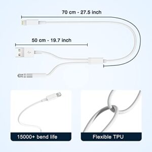 iSkey Aux Cord for iPhone, 2 in 1 3.5mm Aux Cable for Car with Charger Cord Compatible with iPhone 13 12 11 XS XR X 8 7 6 iPad iPod Home Audio, Speaker, Headphone Support All iOS Version (4 FT)