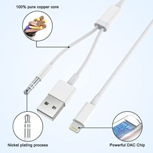 iSkey Aux Cord for iPhone, 2 in 1 3.5mm Aux Cable for Car with Charger Cord Compatible with iPhone 13 12 11 XS XR X 8 7 6 iPad iPod Home Audio, Speaker, Headphone Support All iOS Version (4 FT)