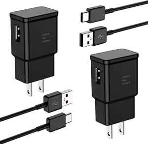 adaptive fast charger usb type c cable compatible with samsung galaxy s21+ s21 ultra 5g s10 s10e / s9 / s9+ / s8 / s8 plus/active/note 10 9 8 20 plus, (2 wall charger adapter + 2 cable)