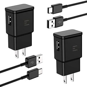 Adaptive Fast Charger USB Type C Cable Compatible with Samsung Galaxy S21+ S21 Ultra 5G S10 S10e / S9 / S9+ / S8 / S8 Plus/Active/Note 10 9 8 20 Plus, (2 Wall Charger Adapter + 2 Cable)