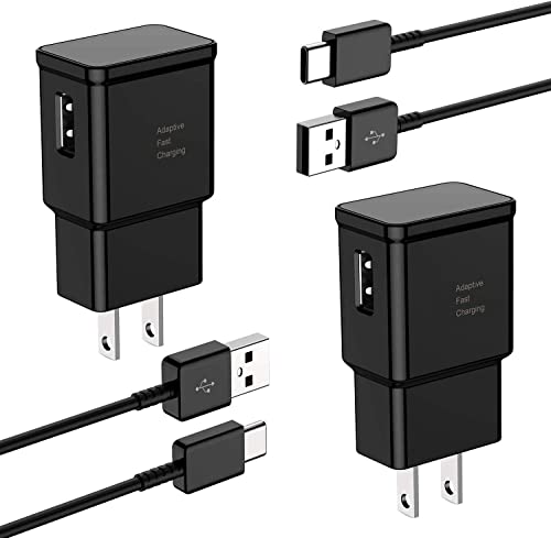 Adaptive Fast Charger USB Type C Cable Compatible with Samsung Galaxy S21+ S21 Ultra 5G S10 S10e / S9 / S9+ / S8 / S8 Plus/Active/Note 10 9 8 20 Plus, (2 Wall Charger Adapter + 2 Cable)