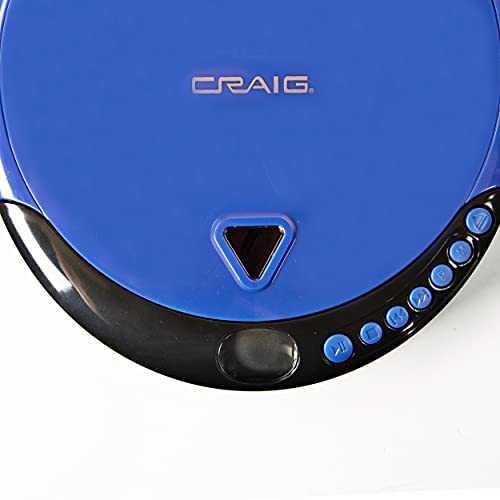 Craig CD2808-BL Personal CD Player with Headphones in Blue and Black | Portable and Programmable CD Player | CD/CD-R Compatible | Random and Repeat Playback Modes |