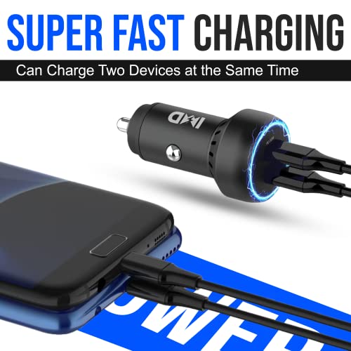 USB Type-C Car and USB Charger Car Accessories – 60W Dual Ports Type-C Cell Phone and USB Charger – Lighter USB Charger Compatible with iPhone, Samsung, Tablet – Fast Charge and Reliable Connection