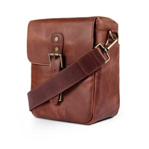 megagear genuine leather camera messenger bag for mirrorless, instant and dslr, brown (mg1329)