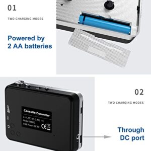 Cassette Player, Cassette Tape to MP3 CD Converter Via USB, Convert Walkman Tape Cassette to MP3 Format, Compatible with Laptop and PC