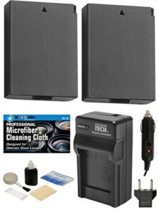 pack of 2 lp-e12 batteries and battery charger kit + microfiber cleaning cloth + digital camera cleaning kit for eos rebel sl1, eos m50, eos m100, and canon sx70 digital camera