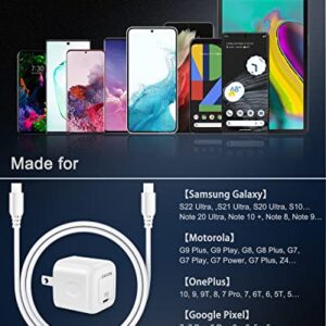 Android Phone Charger C Type, USB C Fast Charging for Google Pixel 7 Pro 6 6a 5 5a XL 4 4a Samsung Galaxy S23/ S22 Ultra Plus S21 S20 A03s A53 5g Note 20, USB C Charger Block +6 Ft USB-C to USBC Cable