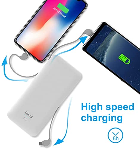 Portable Power Bank, Ultra Slim 10000mAh Portable Charger, USB C External Battery Pack with Built-in AC Plug, Charging Cable, Output Port, Compatible with All Kinds of Cellphones …