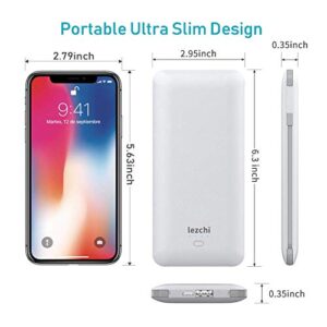 Portable Power Bank, Ultra Slim 10000mAh Portable Charger, USB C External Battery Pack with Built-in AC Plug, Charging Cable, Output Port, Compatible with All Kinds of Cellphones …