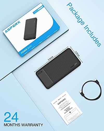 AsperX Portable Charger, PD 22.5W 10000mAh USB C Power Bank Fast Charging, Daul Output Portable Phone Charger Battery Pack Charger Portable for iPhone 14/13/12/11, Samsung S21/22 Google iPad and More