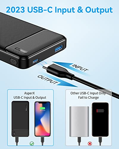 AsperX Portable Charger, PD 22.5W 10000mAh USB C Power Bank Fast Charging, Daul Output Portable Phone Charger Battery Pack Charger Portable for iPhone 14/13/12/11, Samsung S21/22 Google iPad and More