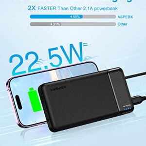 AsperX Portable Charger, PD 22.5W 10000mAh USB C Power Bank Fast Charging, Daul Output Portable Phone Charger Battery Pack Charger Portable for iPhone 14/13/12/11, Samsung S21/22 Google iPad and More