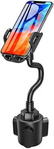 cup phone holder for car, car cup holder phone mount with 360° rotation adjustable long gooseneck, car phone holder mount for all smartphones cup holder phone holder