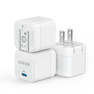 USB C Charger, Anker 3-Pack Fast Charger with Foldable Plug, PowerPort III 20W Cube Charger for iPhone 14/14 Plus/14 Pro/14 Pro Max/13, Galaxy, Pixel 4/3, iPad/iPad Mini, and More (Cable not Included)