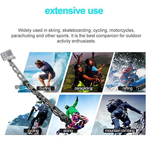 NUOBAKE (9 pcs) All Aluminum Alloy Extension Arm Kit Metal Pole Mount Helmet Stick Extension Arm Mount for GoPro Hero 11 10 9 8 7 6 5 Black,Session 5/4/3, OSMO Action,Insta360 One X2/X/R/Go and More